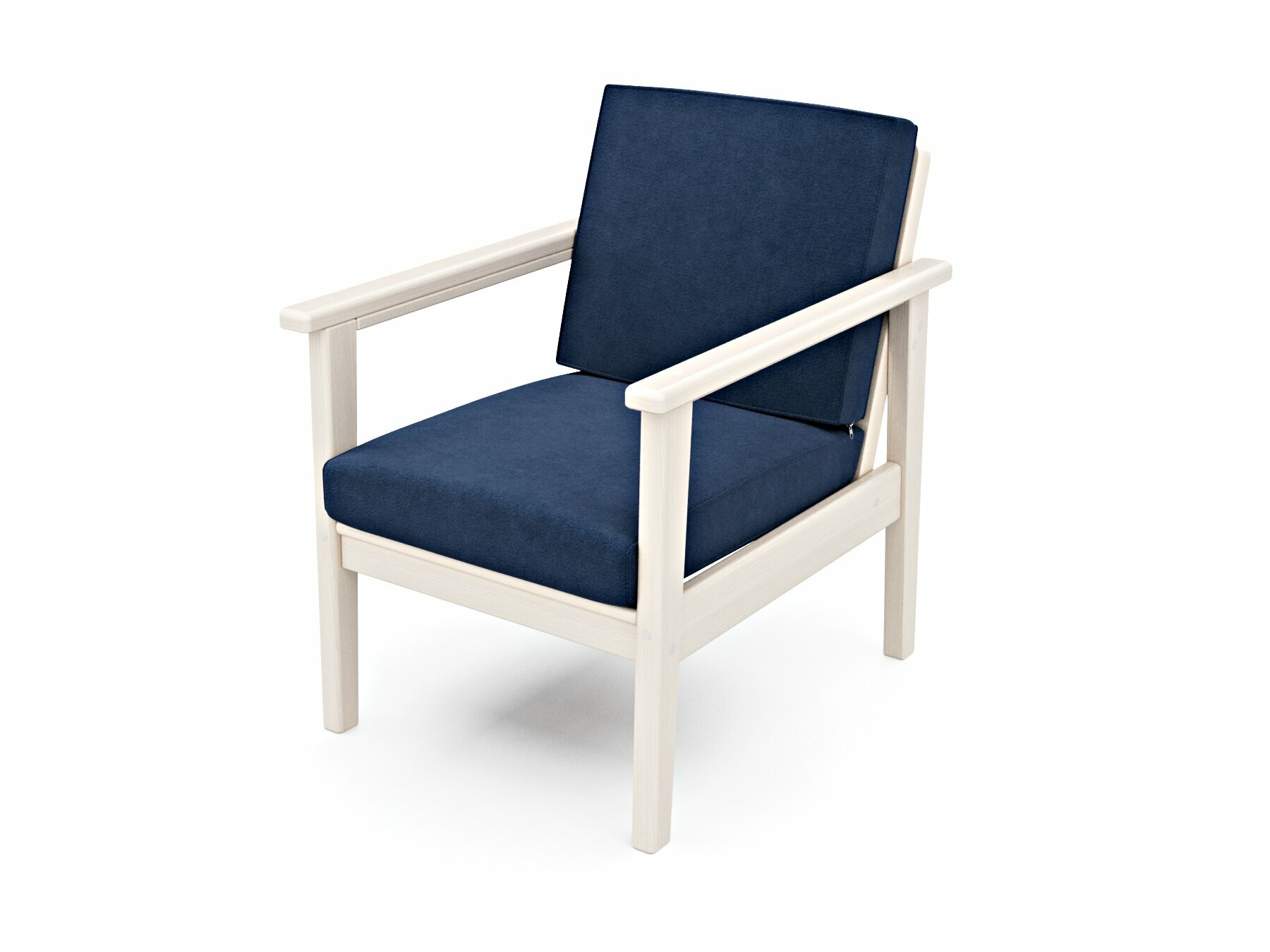 Садовое кресло Arsko Лориан-С, синее-беленый дуб, велюр, деревянное, мягкое, для дачи, для кафе и бара, на веранду, в террасу