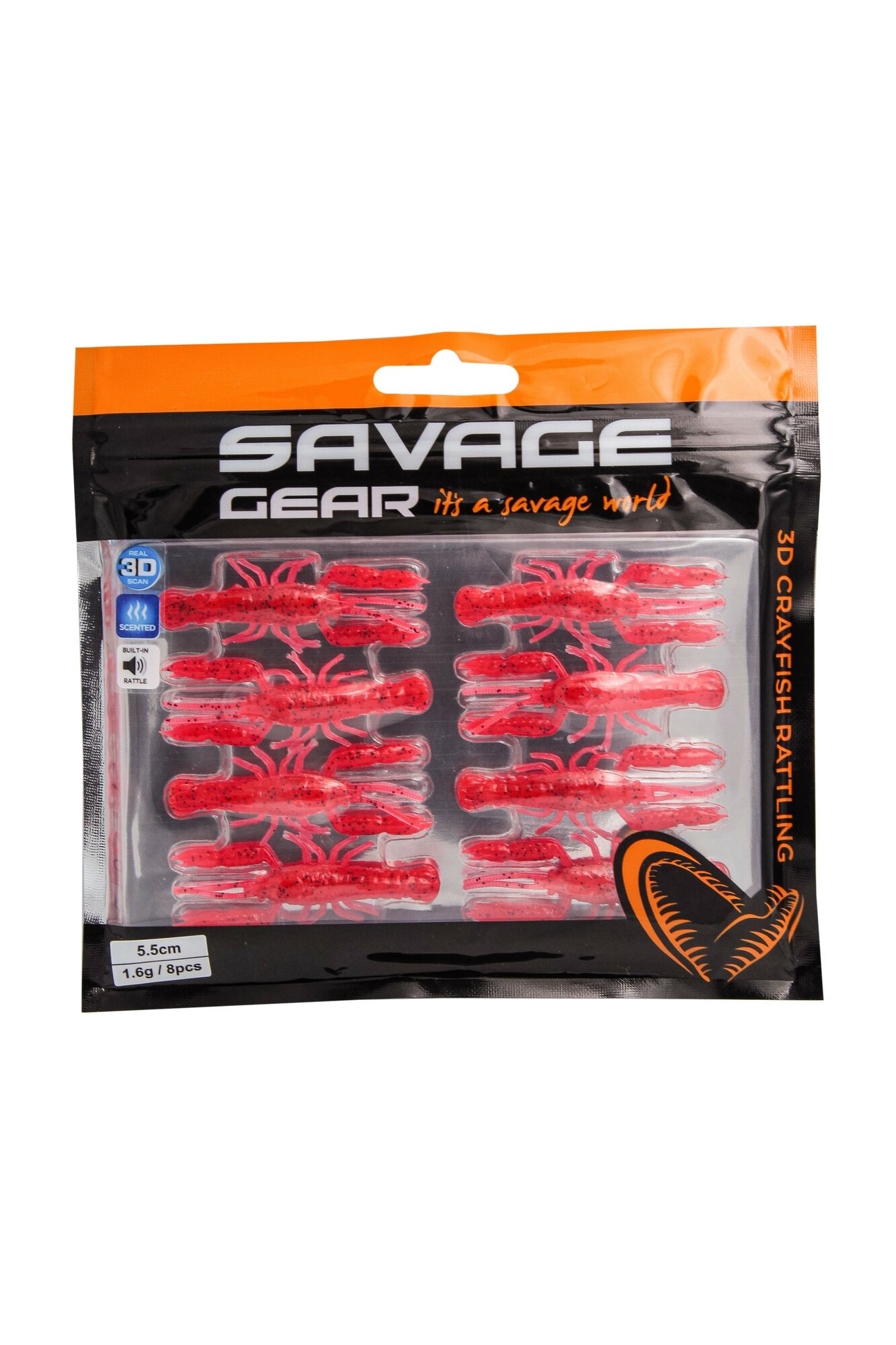 Savage Gear 3D Crayfish rattling 5,5см 1,6гр red UV 8шт приманка хищников щуки и судака