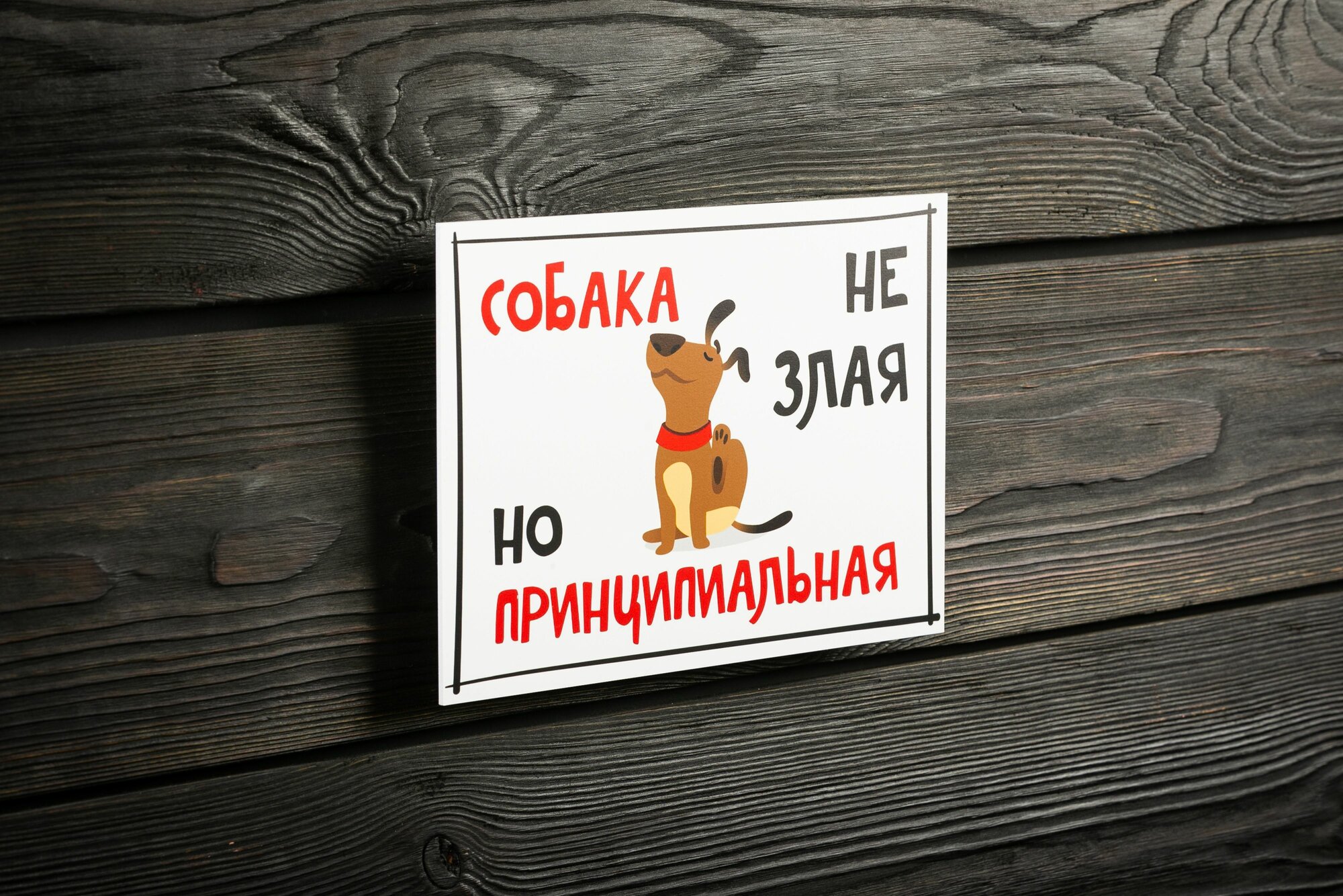 Декоративная табличка "Собака не злая но принципиальная"