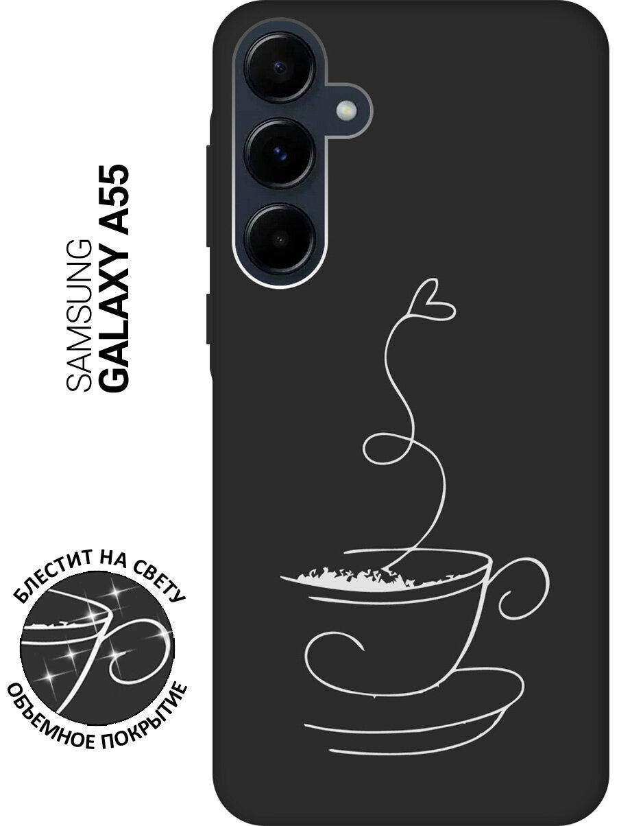 Силиконовый чехол на Samsung Galaxy A55 / Самсунг А55 с рисунком "Coffee Love W" Soft Touch черный