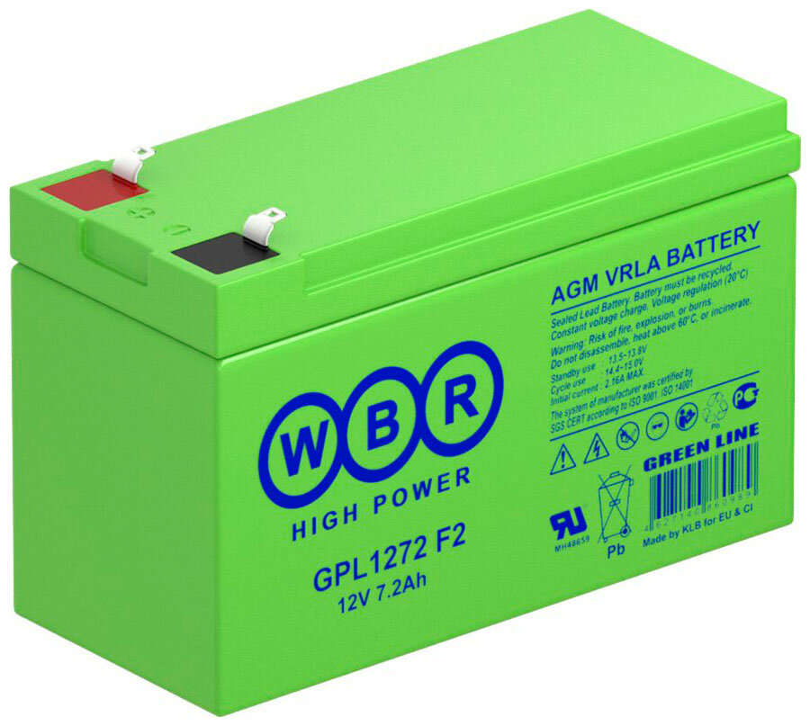 Аккумуляторная батарея для ИБП WBR GPL1272 F2 (12В 7.2Ач)