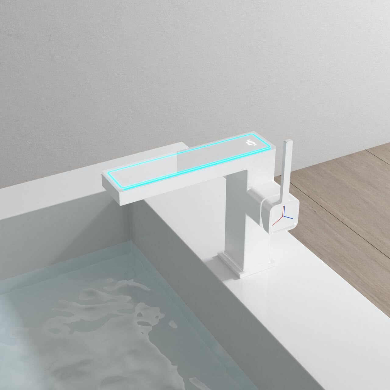 Кран для раковины с цифровым дисплеем Waterfall Смеситель для раковины с холодной и горячей водой в ванной комнате