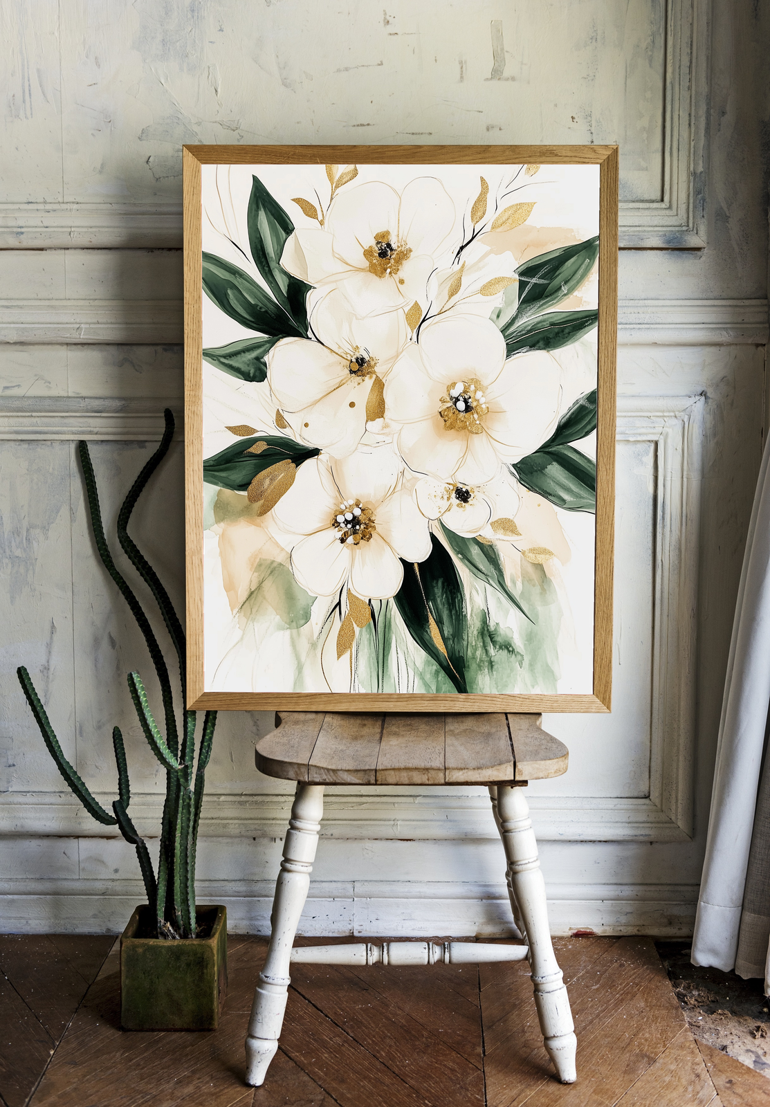 Постер "Белые анемоны на фоне" 50x70 см в подарочном тубусе