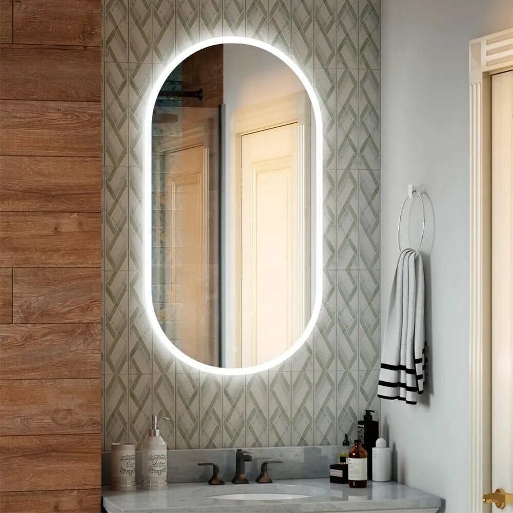 Зеркало с подсветкой в ванную округлое 55*100 "Delight Led"