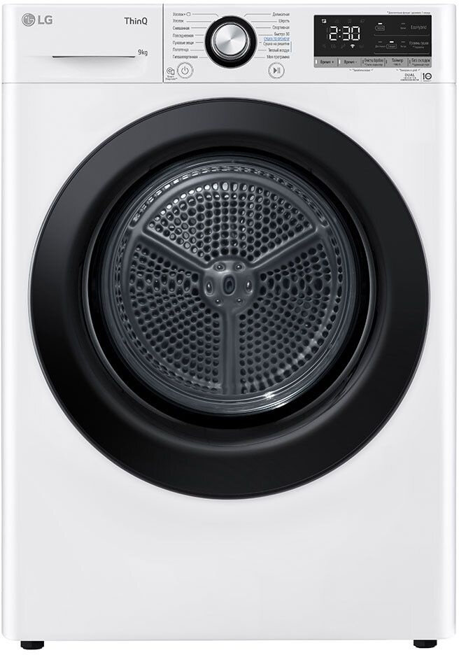 Сушильная машина LG Eco Hybrid ThinQ DC90V3V6W, 14 программ, 9 кг