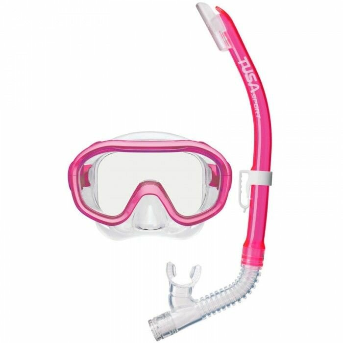 Комплект детский для снорклинга Tusa TS211 маска+трубка в сумке Прозрачный силикон, Розовый