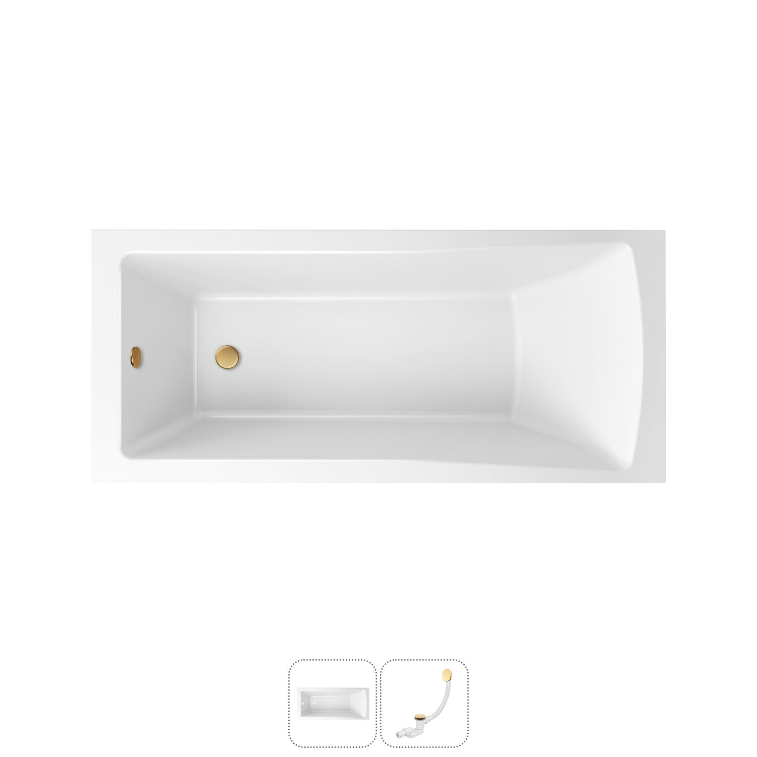 Акриловая ванна 170x75 Lavinia Boho One 202010886 в наборе 2 в 1: прямоугольная ванна 170 x 75 см, слив-перелив