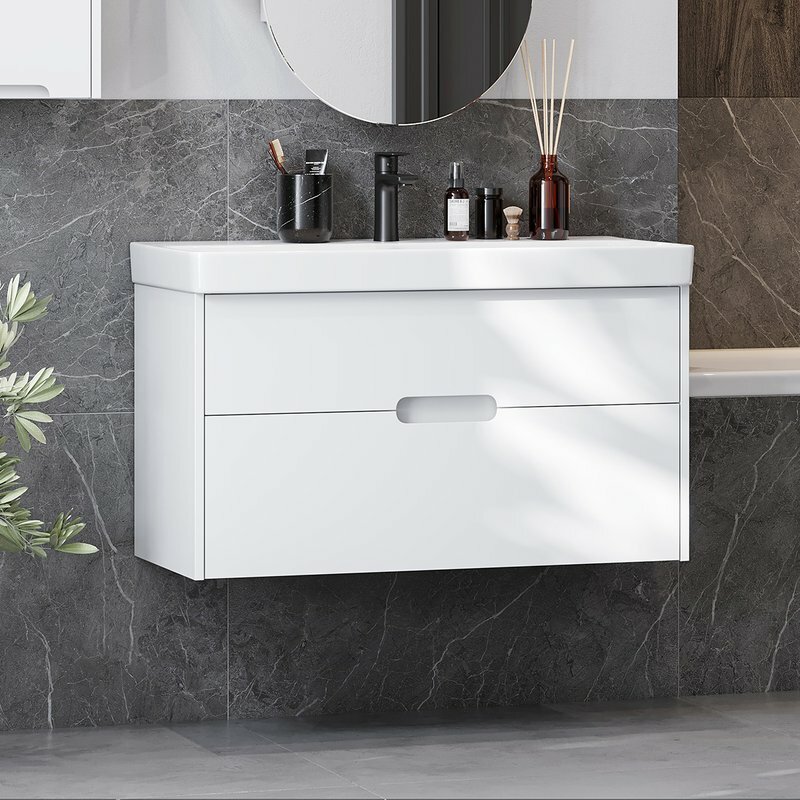 Тумба с раковиной AQUATON Оливия 90 белая матовая