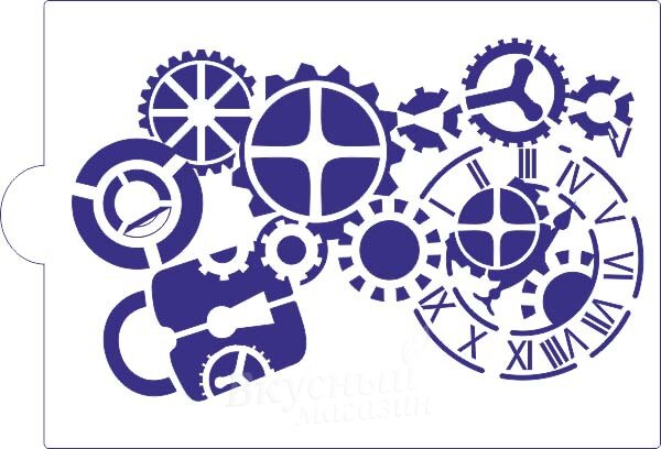 Трафарет для мастики/марципана Часы и замки К166 (Набор из 3 шт.)