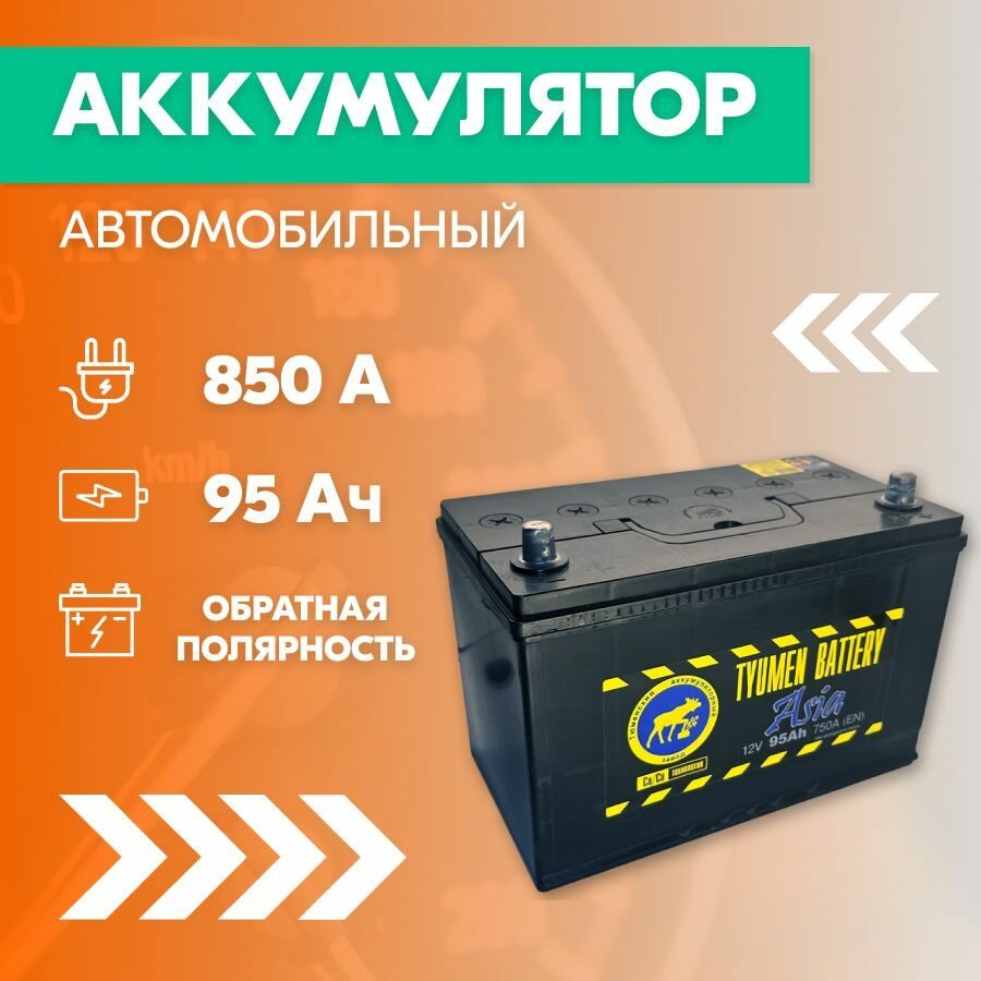 Аккумулятор автомобильный тюмень Asia 95 Ач, пуск. ток 750 А, обратная полярность, 306x175x225 31L
