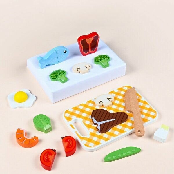 Деревянные магнитные "Овощи и фрукты" нарезка овощная , детская кухня