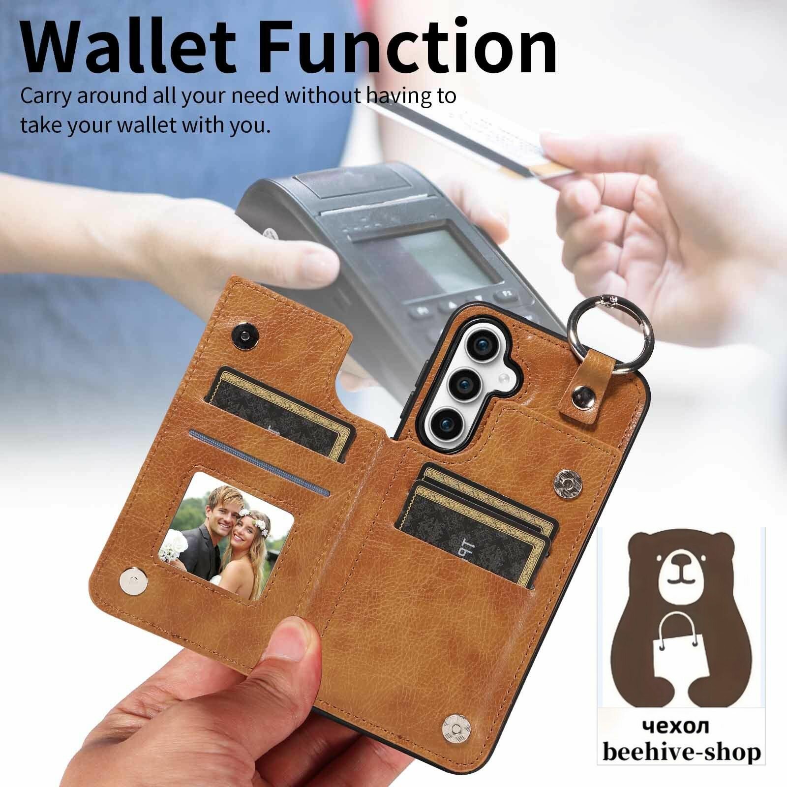 Кожаный чехол для Samsung Galaxy S23 FE/(Самсунг Галакси с23 FE) с отделением для карты/ Чехол-кошелек для / Кожа высокого качества