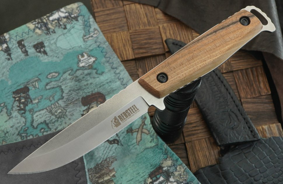 Недорогой нож Kizlyar Supreme RedSteel General X1, сталь Aus-8, stonewash, рукоять корень ореха