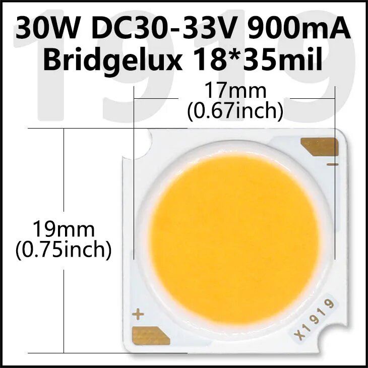 Светодиодный чип Bridgelux 30W 18*35mil Cold White 1919