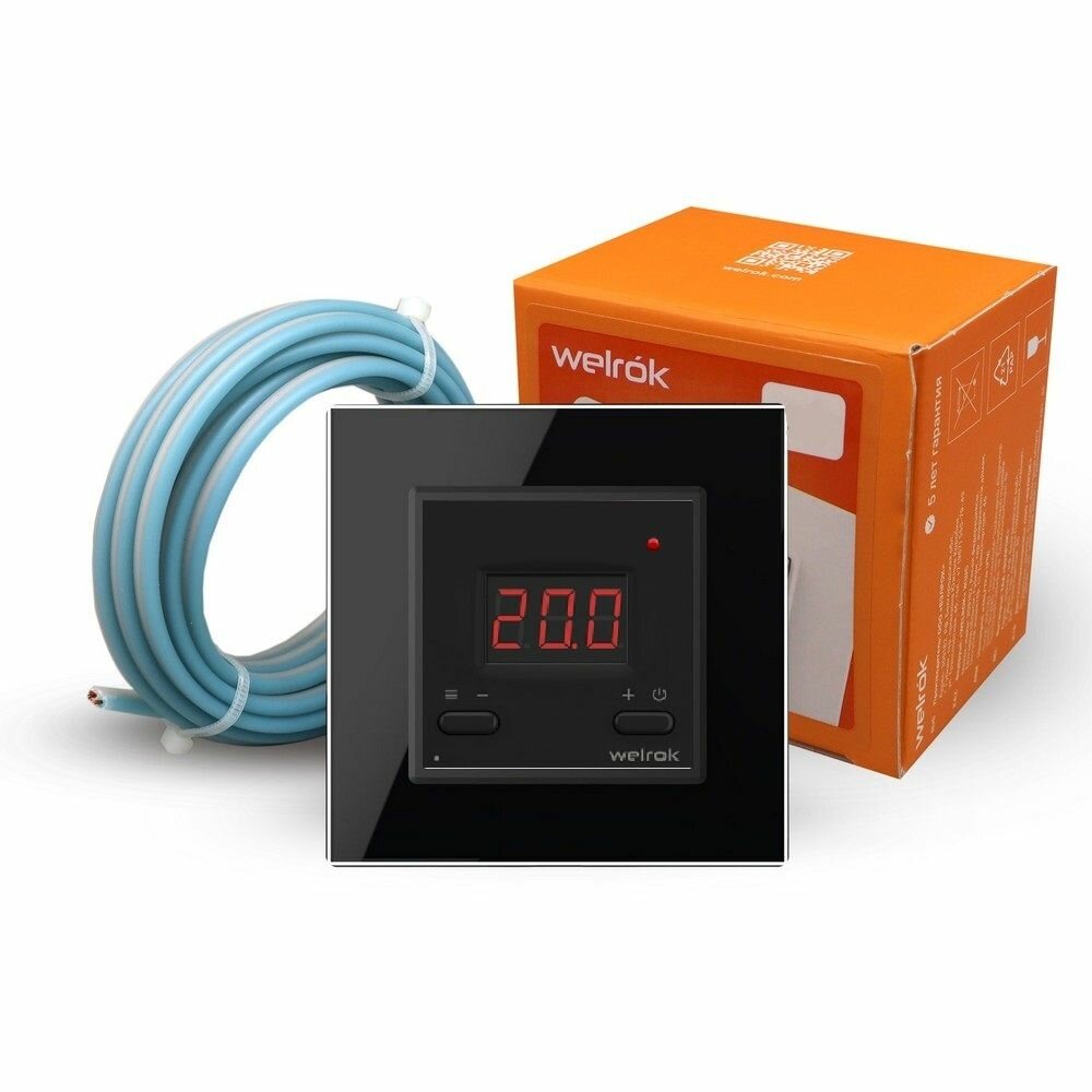 Умный термостат Welrok AZ Wi-Fi для теплого пола, черный встраиваемый в рамку Livolo, сенсорное управление, датчик 3 м