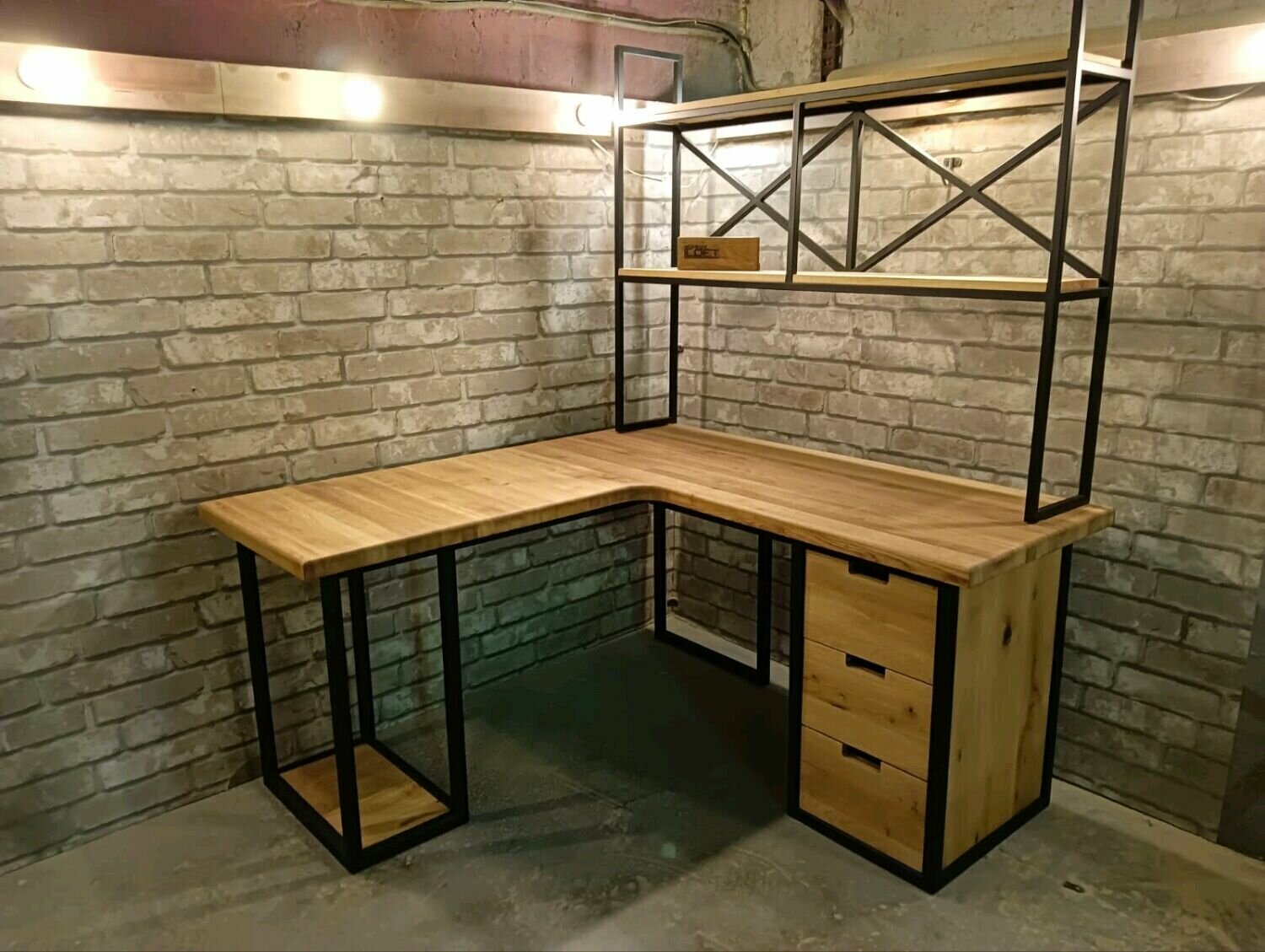 Стол EasyLOFT письменный, угловой, массив дуба, 150/150x60x75 см, цвет бежевый