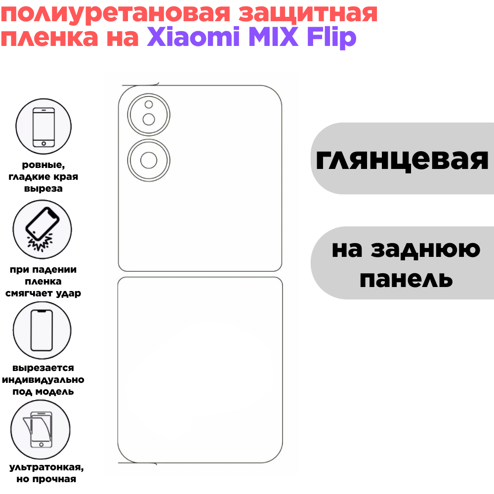 Задняя панель. Гидрогелевая полиуретановая защитная пленка для Xiaomi MIX Flip, глянцевая