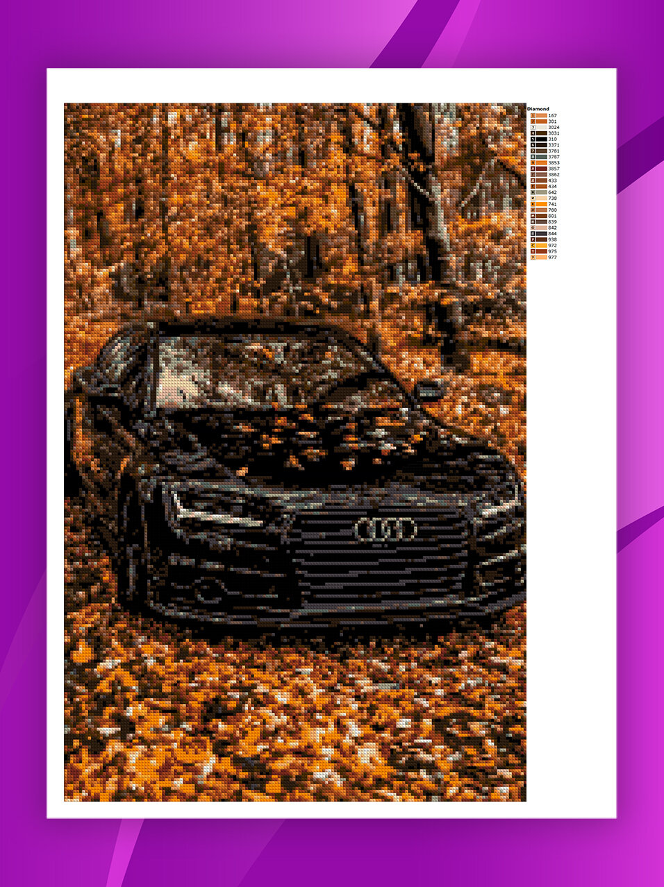 Алмазная мозаика без подрамника - вышивка Audi Autumn 40 х 60 см