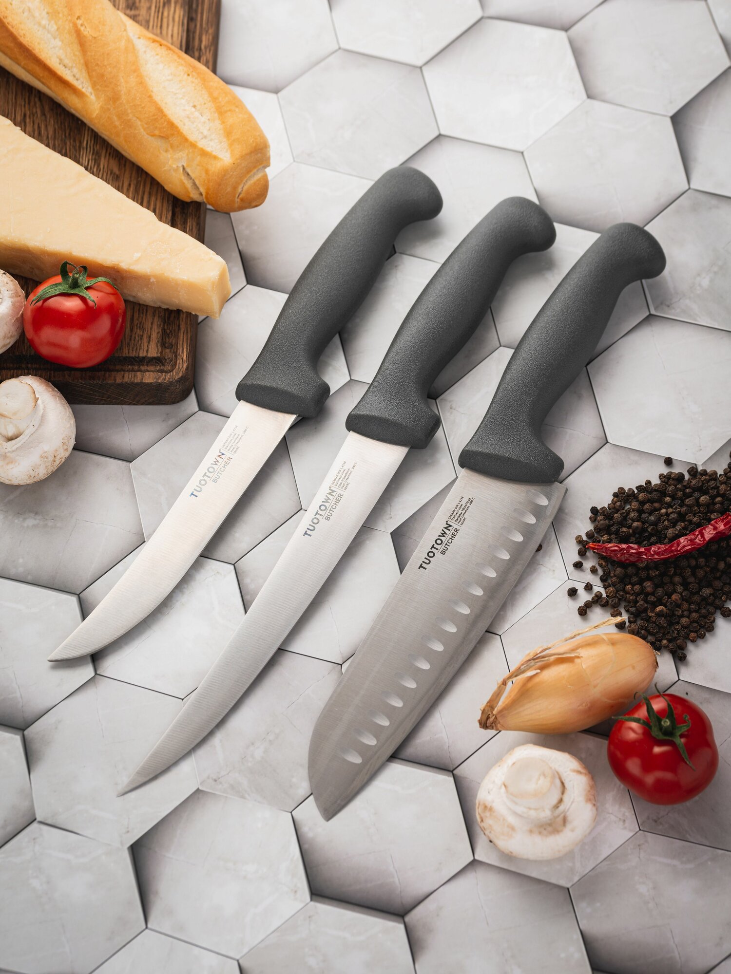 Набор поварских ножей Butcher 3 ножа для рыбы для мяса универсальный