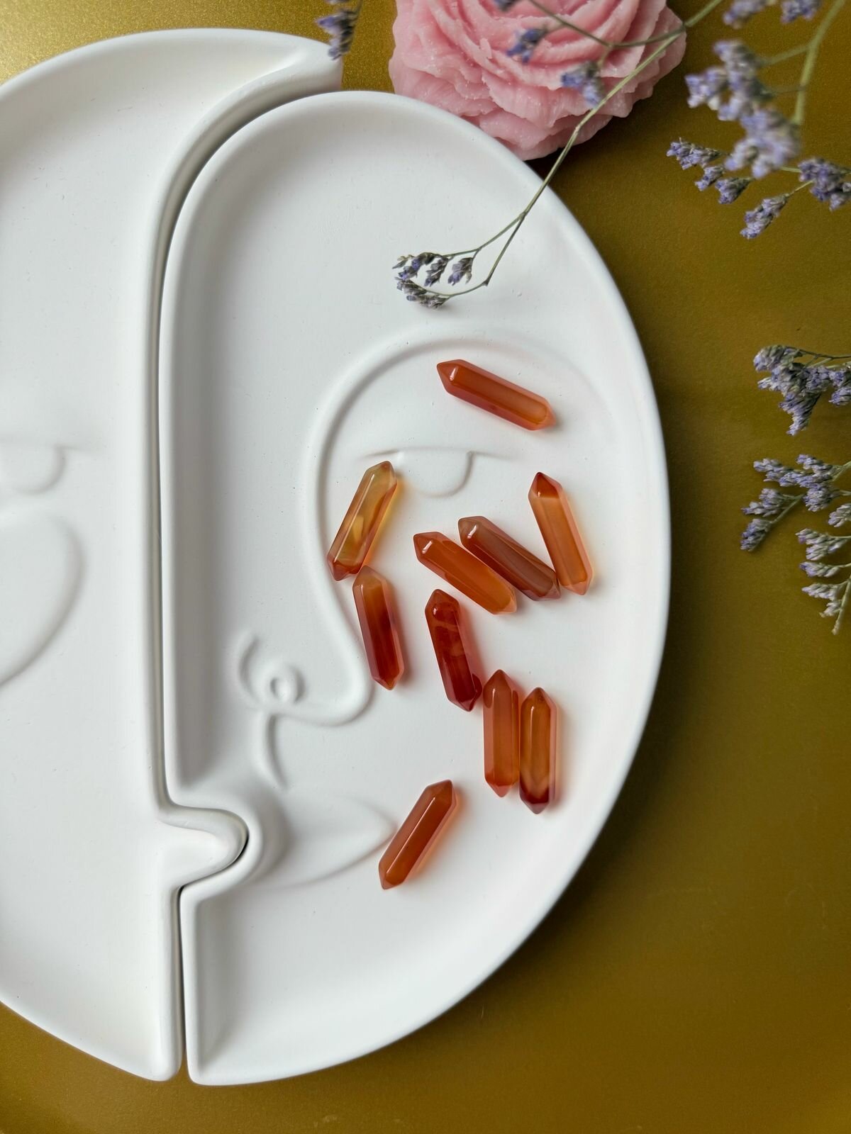 Кристалл двухконечный из Агата (Бразилия, Граненый, 3-3,5 см, Коньячный)