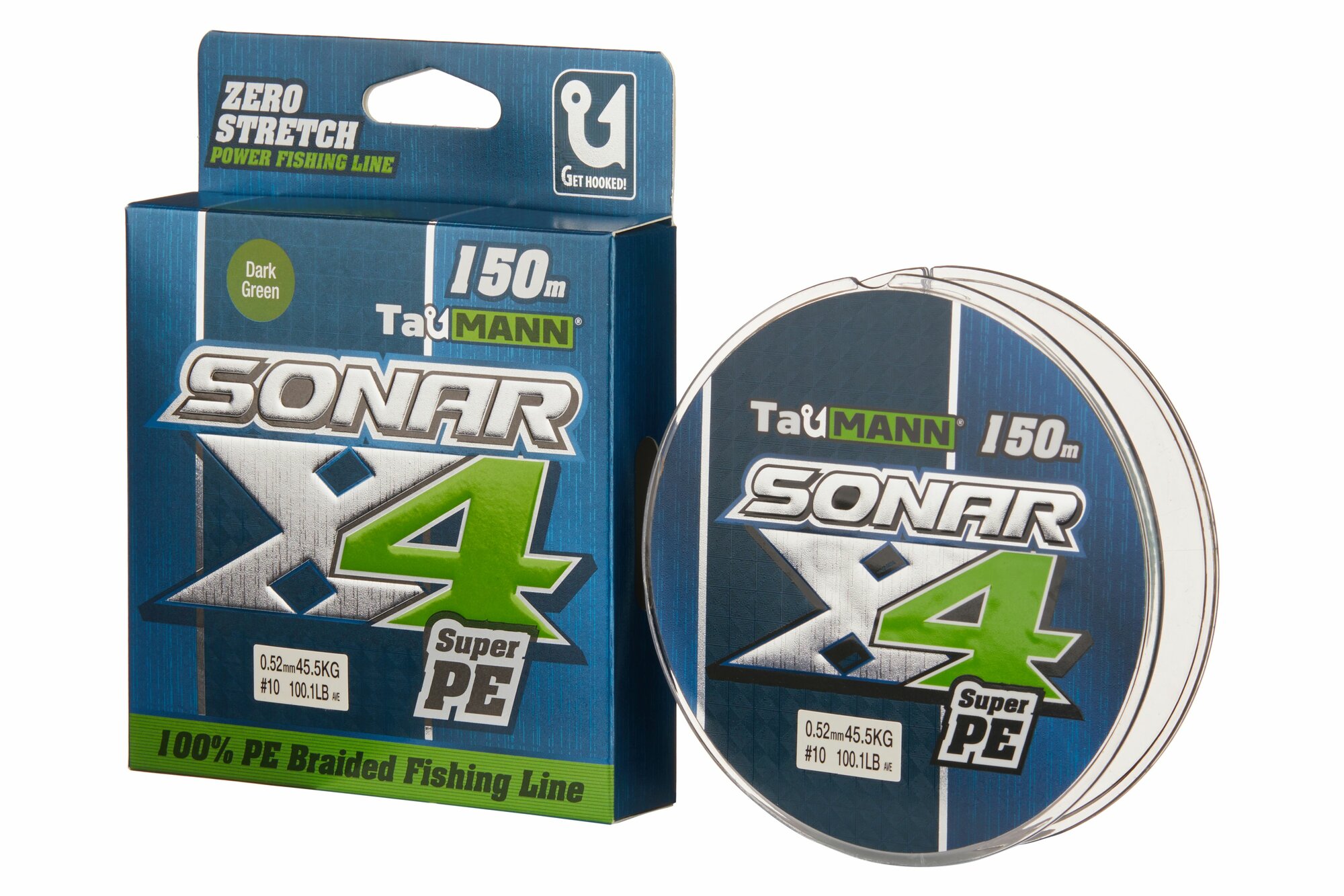 TauMANN Леска плетёная Sonar PE X4 150m #10 (0.52mm) Dark Green