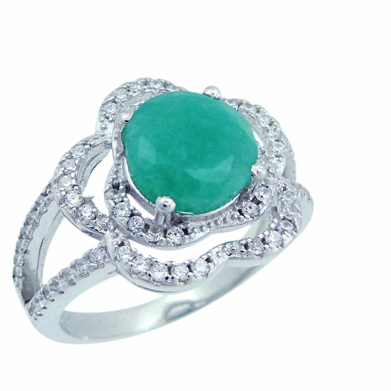 Кольцо тонкое, серебро, 925 проба, родирование, изумруд