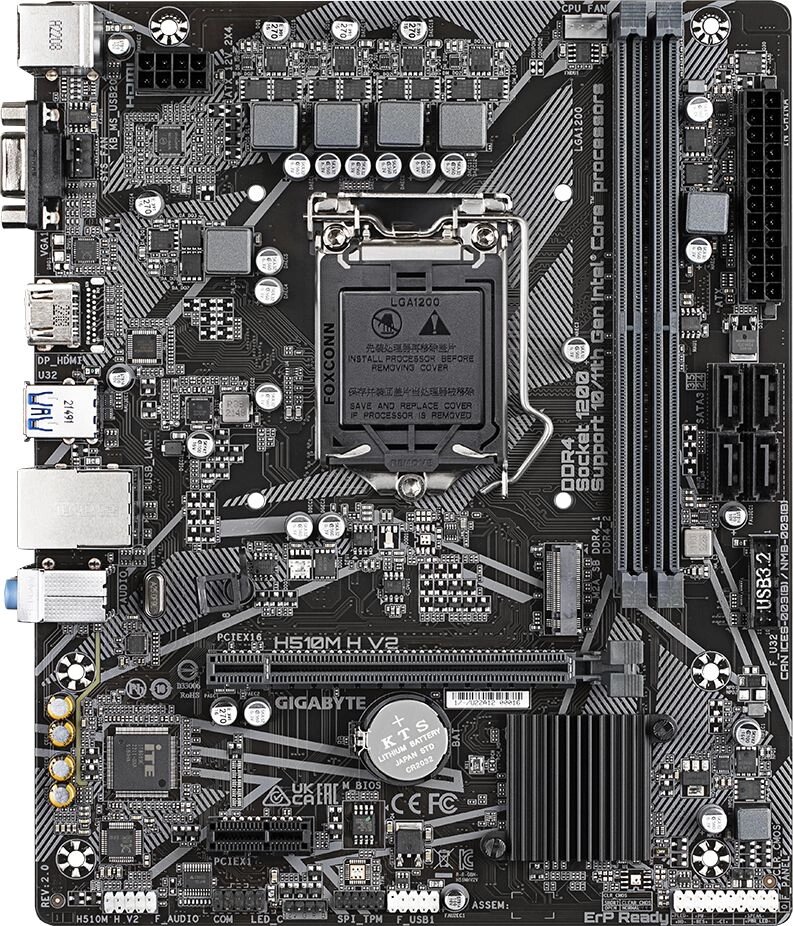H510M H V2 2.0 / Материнская плата Gigabyte H510M H V2 2.0, LGA 1200, Intel Q470, mATX, Ret