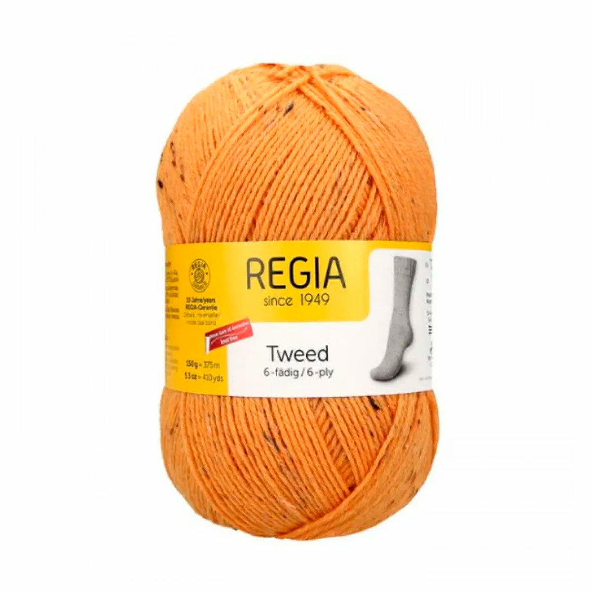 Regia Tweed 6-fadig 150g /Регия Твид 6 ниток 150г/ пряжа, 6 ниток, MEZ, 9801624 (00022, gold tweed (золотистый твид), оранжевый)
