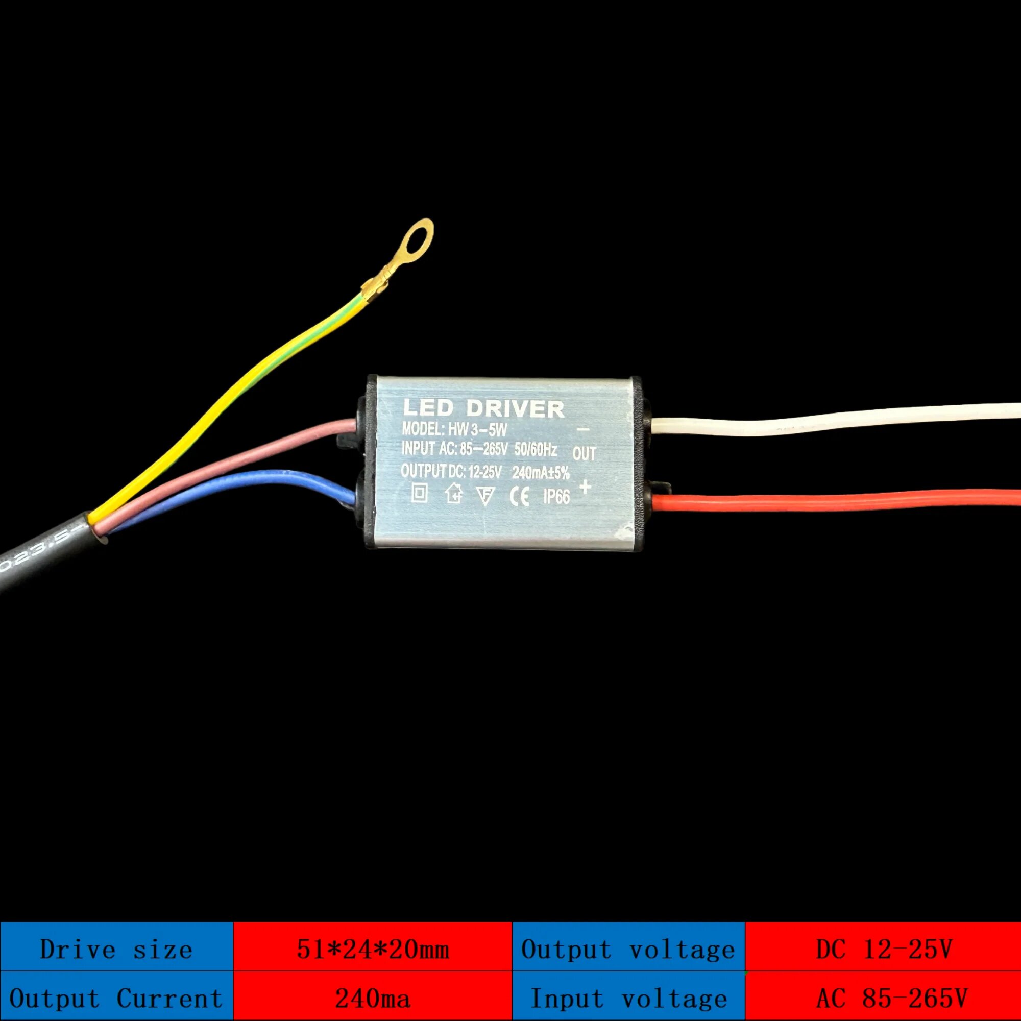 Драйвер LED 12-25V 240mA AC 85-265V, 3-5W