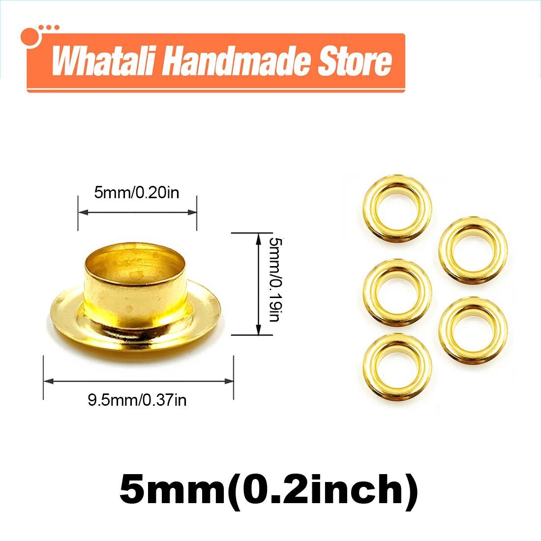 Металлические люверсы золотые 5 мм 100 шт Gold