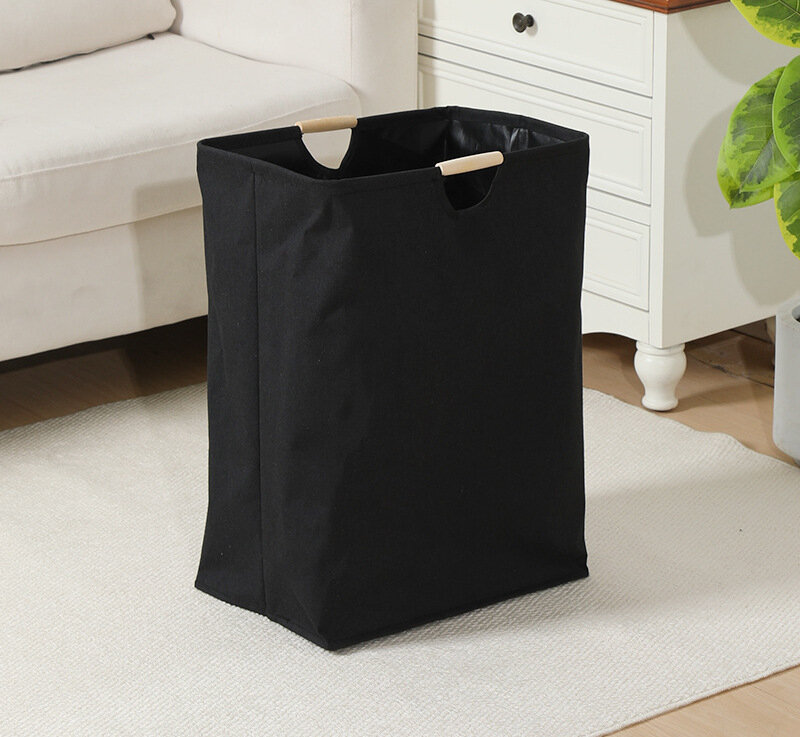 Корзина для белья / Корзина для хранения вещей / Корзина с ручками черная/ Корзина складная