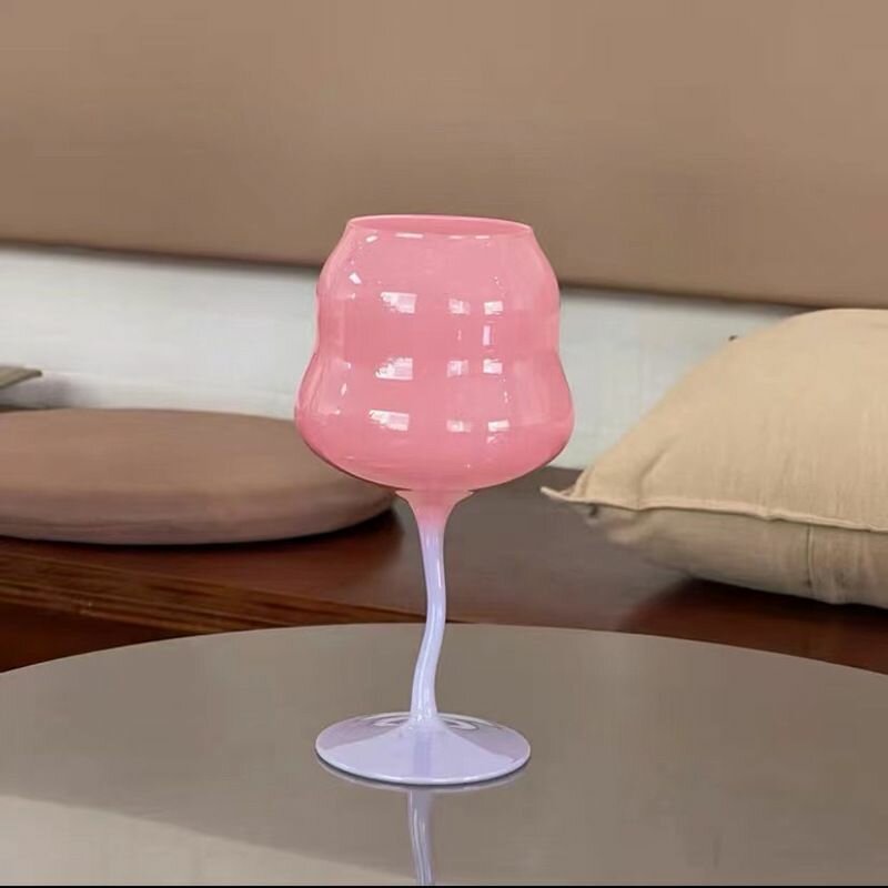 Цветной хрустальный бокал для вина с высокой ножкой, винтажный закрученный дизайн