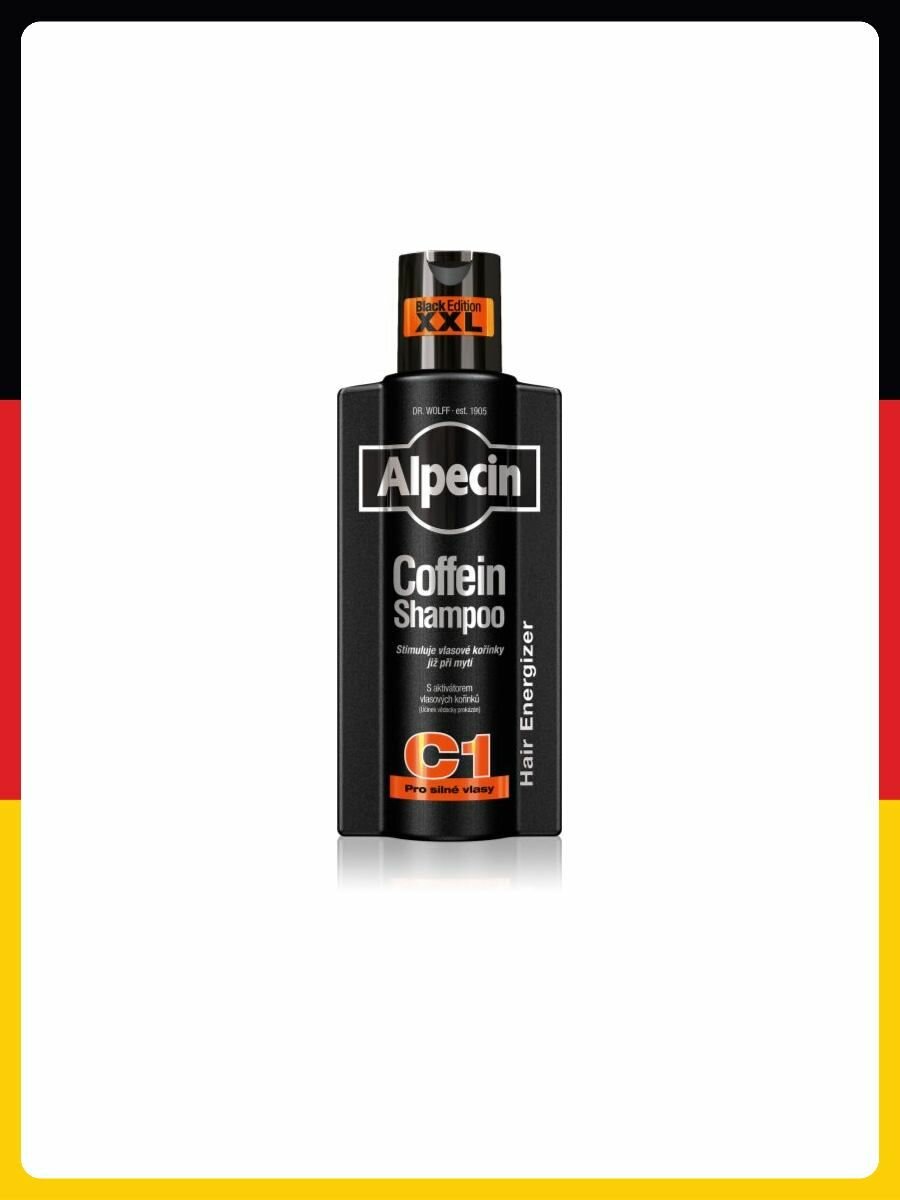 Шампунь для волос Alpecin Caffeine Shampoo C1 Black Edition Caffeine Shampoo for Men to Stimulate Hair Growth, 375 мл
