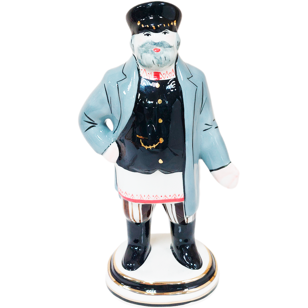 Фарфоровая фигурка ручной работы "Купец в сером"