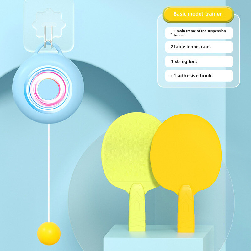 Тренажер для настольного тенниса для детей коррекции зрения упражнение координации рук и глаз система наведения родитель-ребенок (Базовый тренажер-синий [два удара и три мяча]) для дома