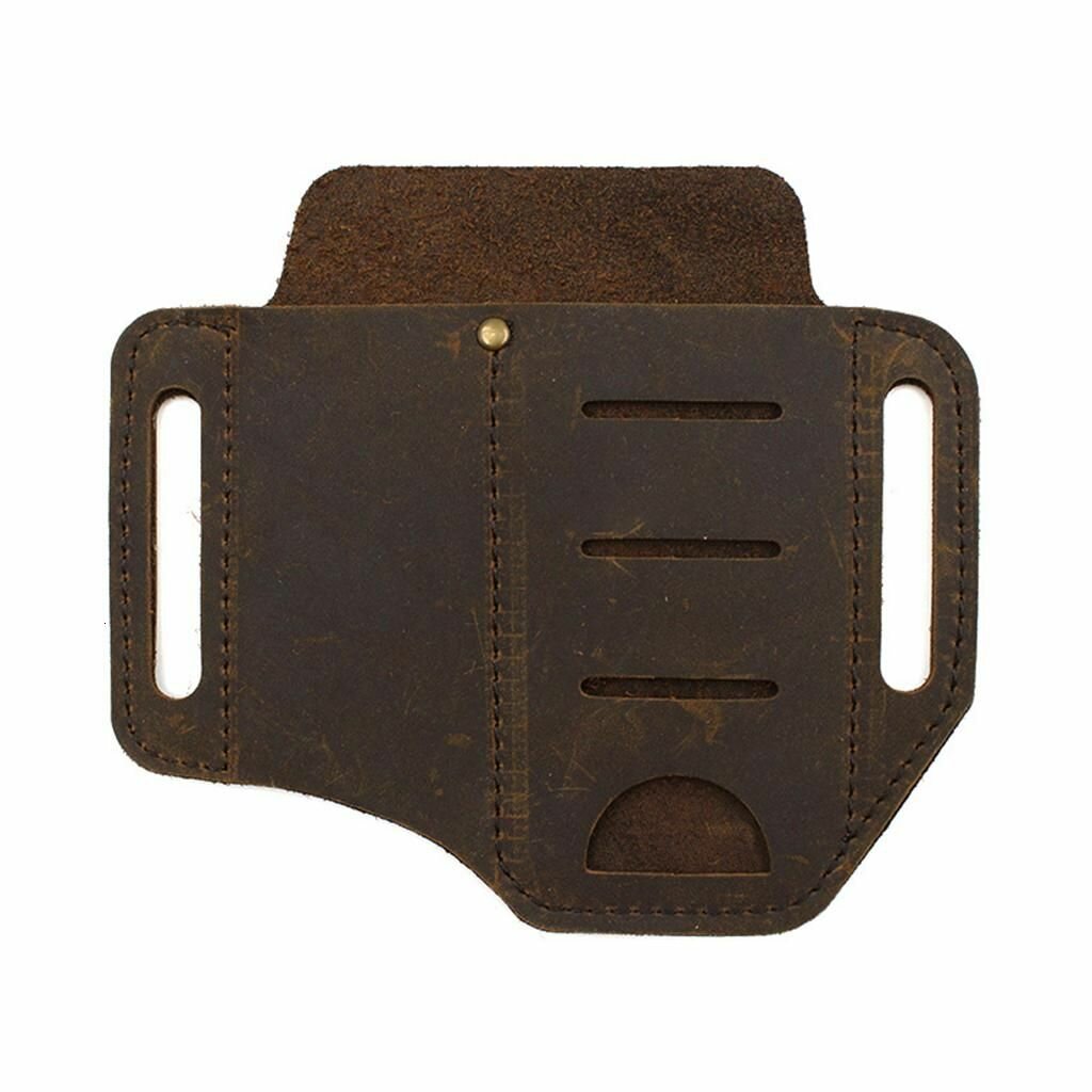 Кожаный чехол для фонарика с держателем ключей, Коричневый