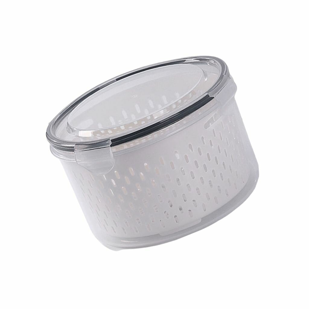 Органайзер для холодильника, Холодильник двухъярусный контейнер для хранения - круглый 2300 мл, большой размер, 1 комплект