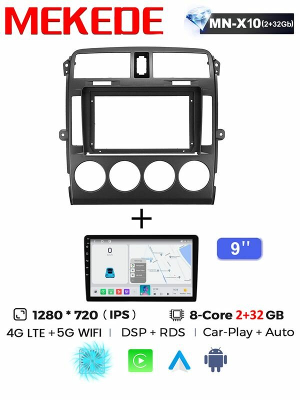 Магнитола 9" Mekede MN X10 Pro 2/32 Gb Kia Carnival UP GQ 2002-2006 carplay