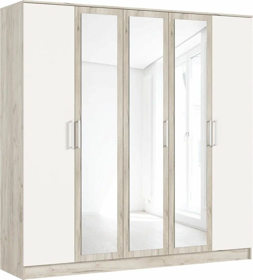 Шкаф для одежды Мартина 5-дверный (Кашемир, Дуб Крафт серый) 2000х2016х520 МИФ