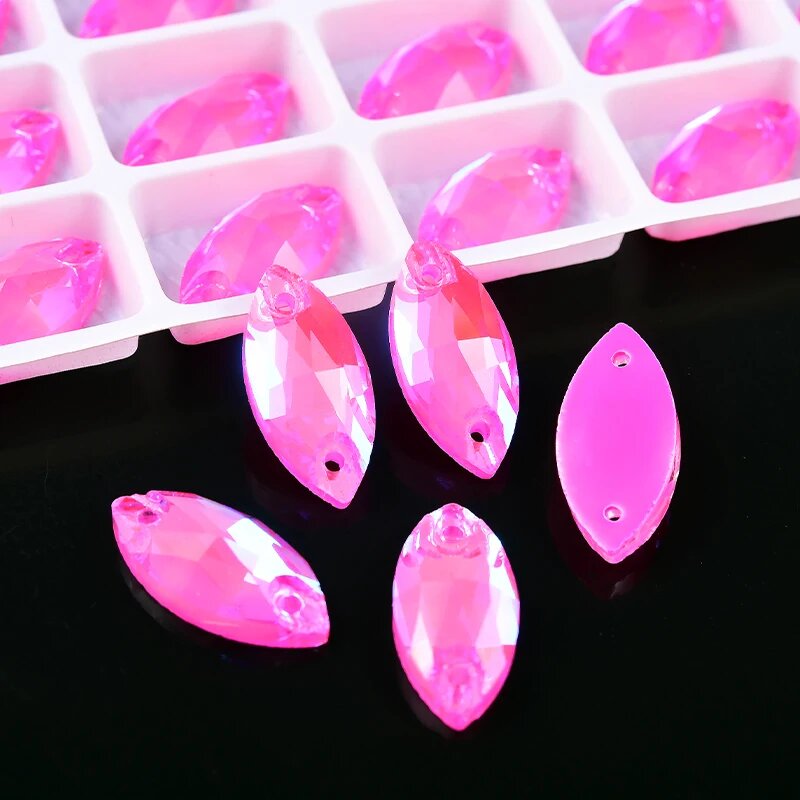 Стразы конского глаза розовые N16 Rose AB Neon