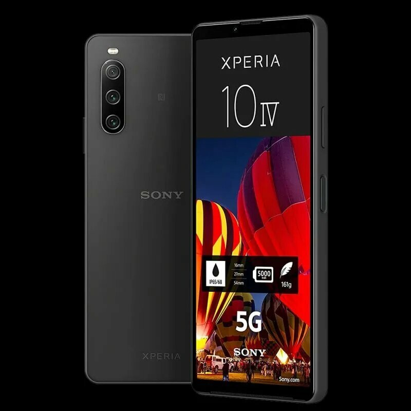 Sony Смартфон Xperia 10IV NFC//5000mAh// 4K HDR// Русский//NanoSim+esim //Поддержка FM-радио Global 6/128 ГБ, черный