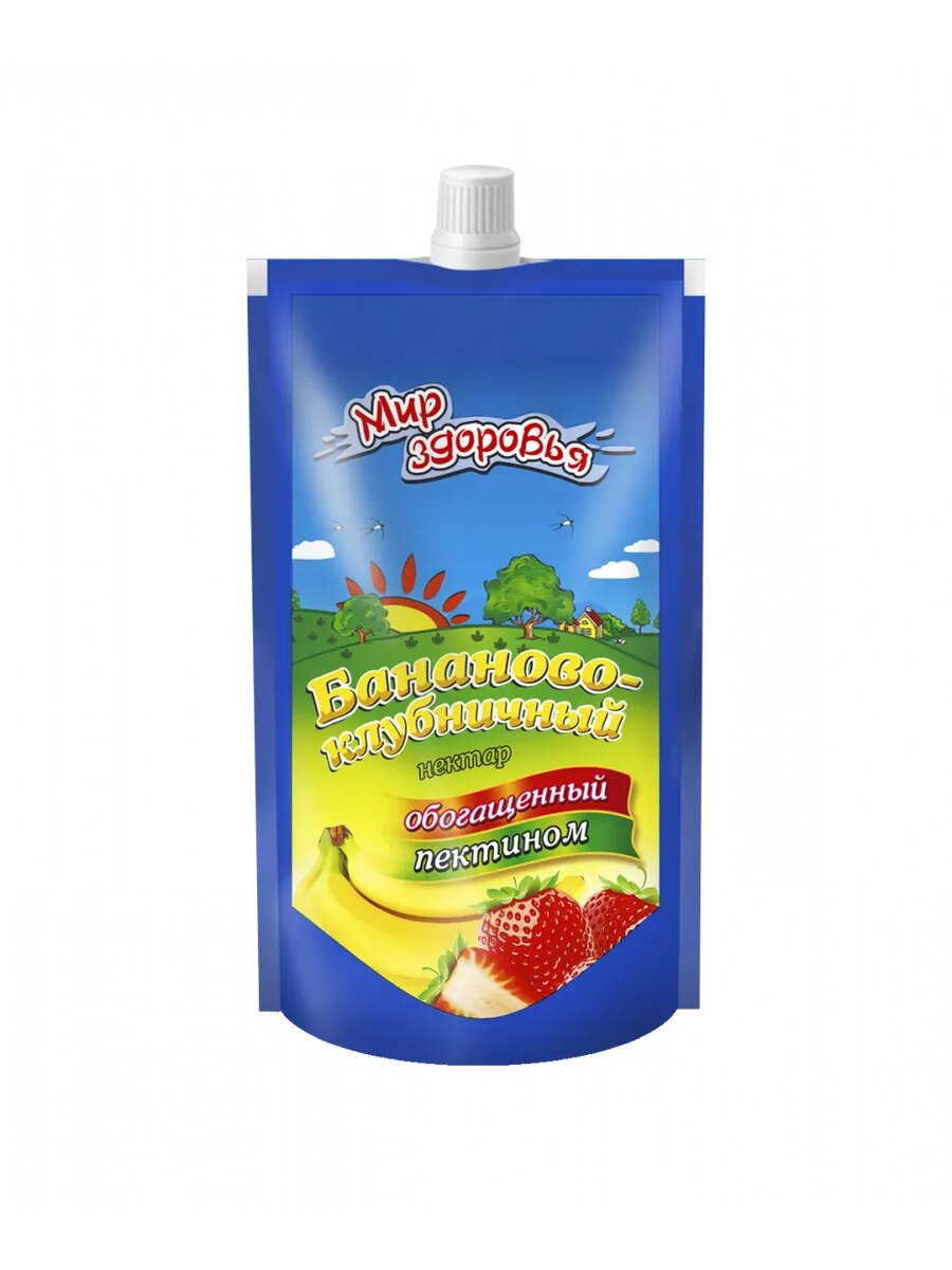 Нектар Бананово-Клубничный с пектином Мир здоровья 200мл