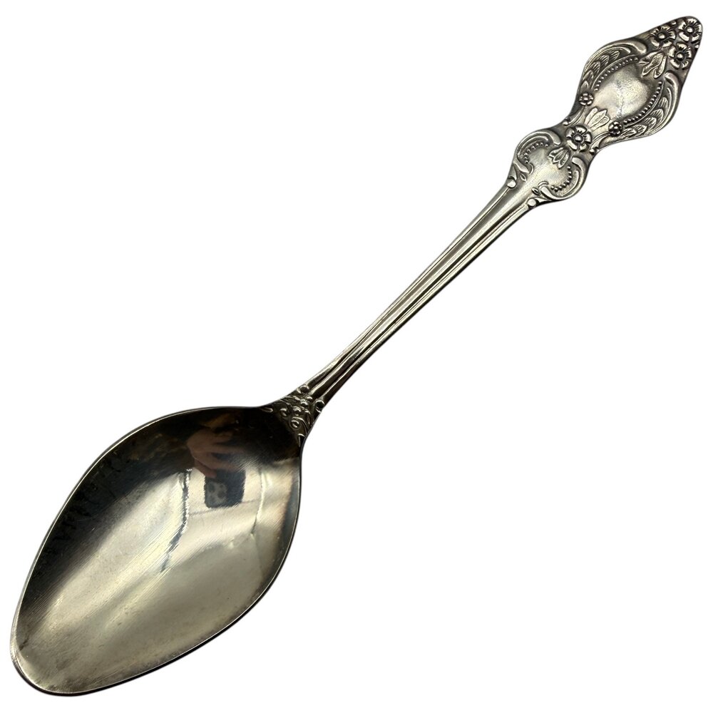 Ложка столовая "Уральская роза" (набор 6 шт), 20 см, мельхиор, 1983-1991 гг, РМЗ, Реж, СССР