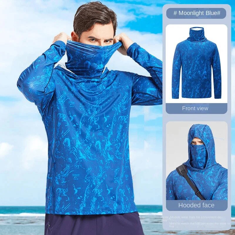 Камуфляжные рубашки для рыбалки, солнцезащитная одежда, ультратонкая летняя Синий, М, Moonlight Blue