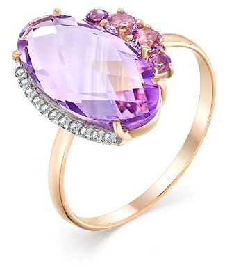 Кольцо, золото, 585 проба, празиолит