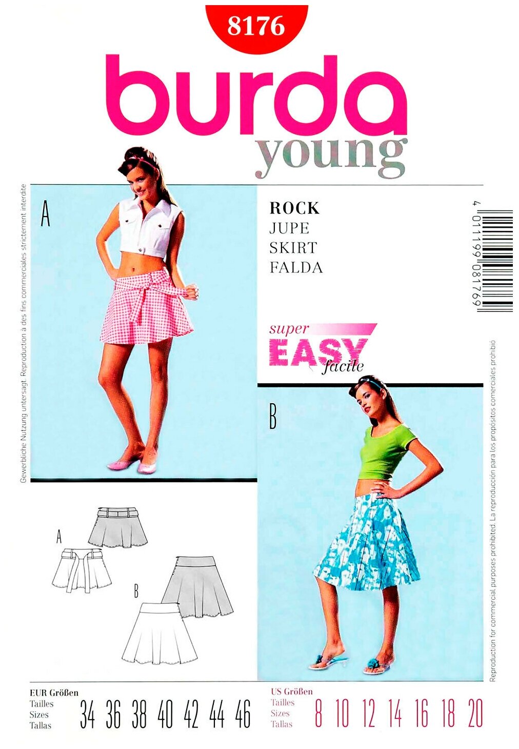 Выкройка Burda №8176 Юбка