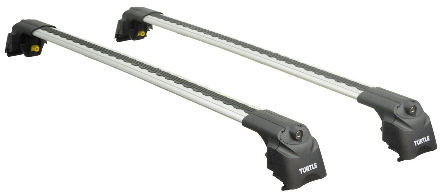 Багажник на Мицубиси Эклипс Кросс (Mitsubishi Eclipse Cross, 2017-.), на интегрированные рейлинги, Turtle Air 2, серебристый цвет