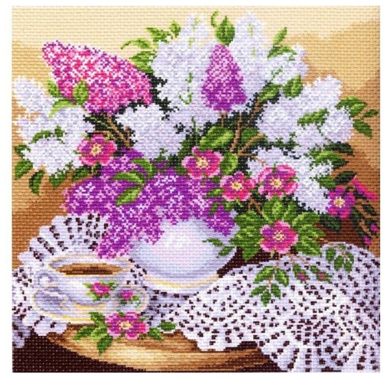 Рисунок на канве Матренин Посад "Сирень в вазе", 41x41 см