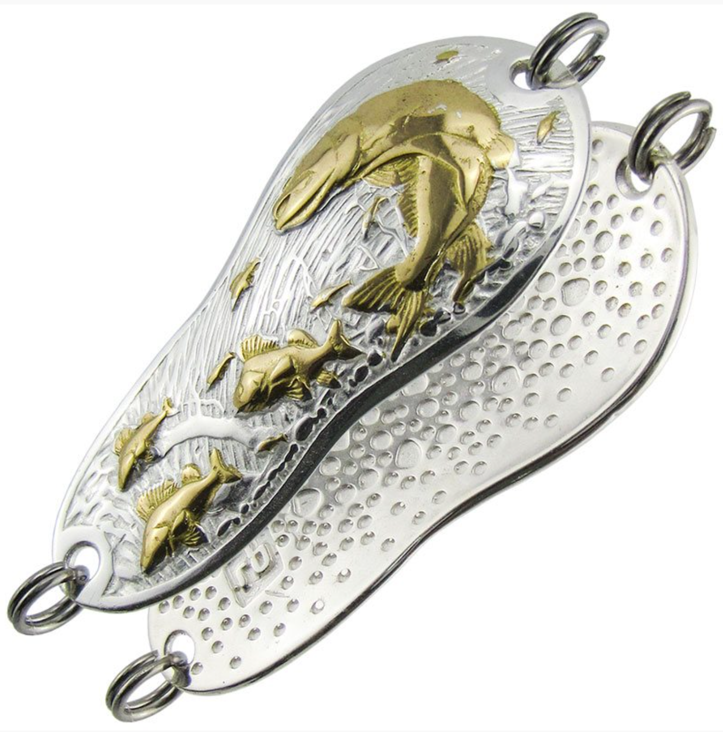 Блесна из латуни RB (Русская Блесна) Премиум 22г -04, серебрение/золочнение, 72mm