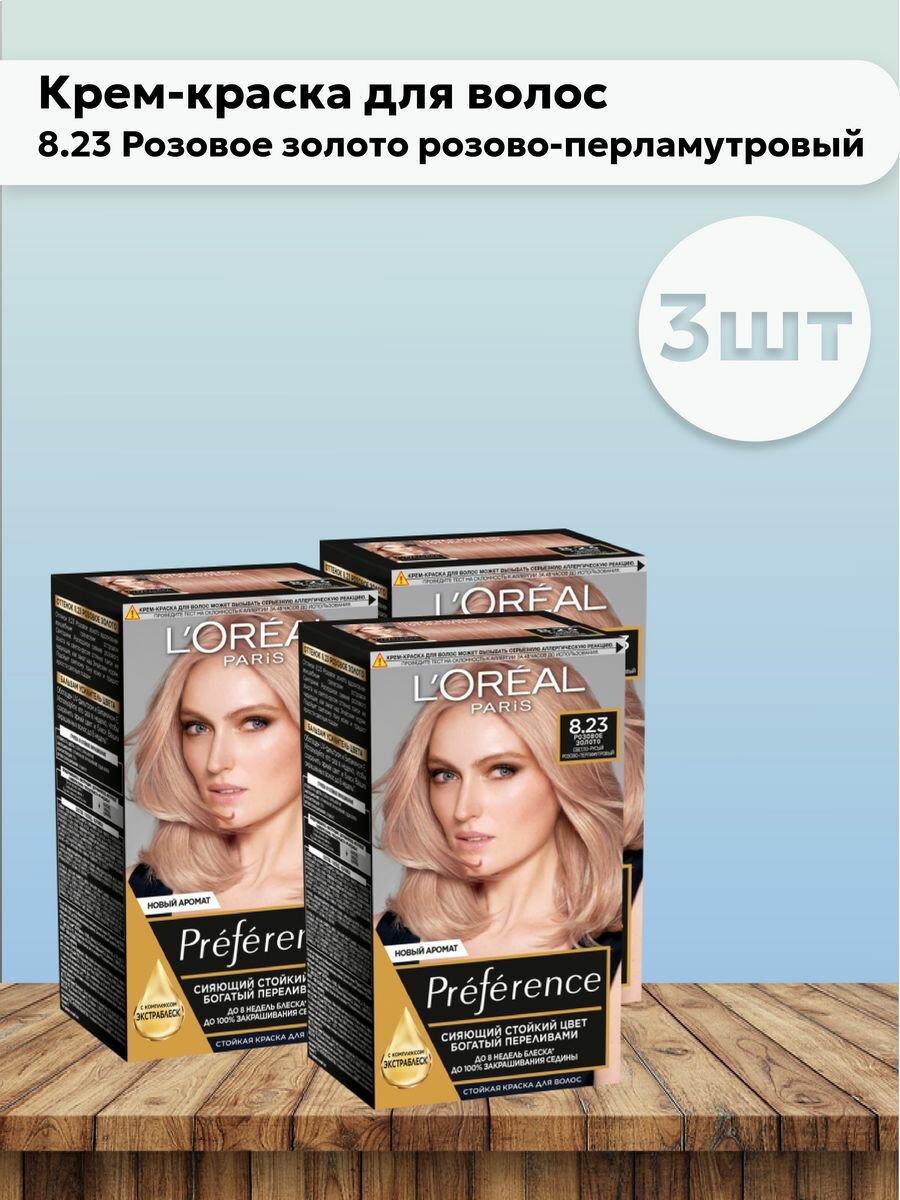 Набор 3 шт Краска 8.23 Розовое золото розово-перламутровый